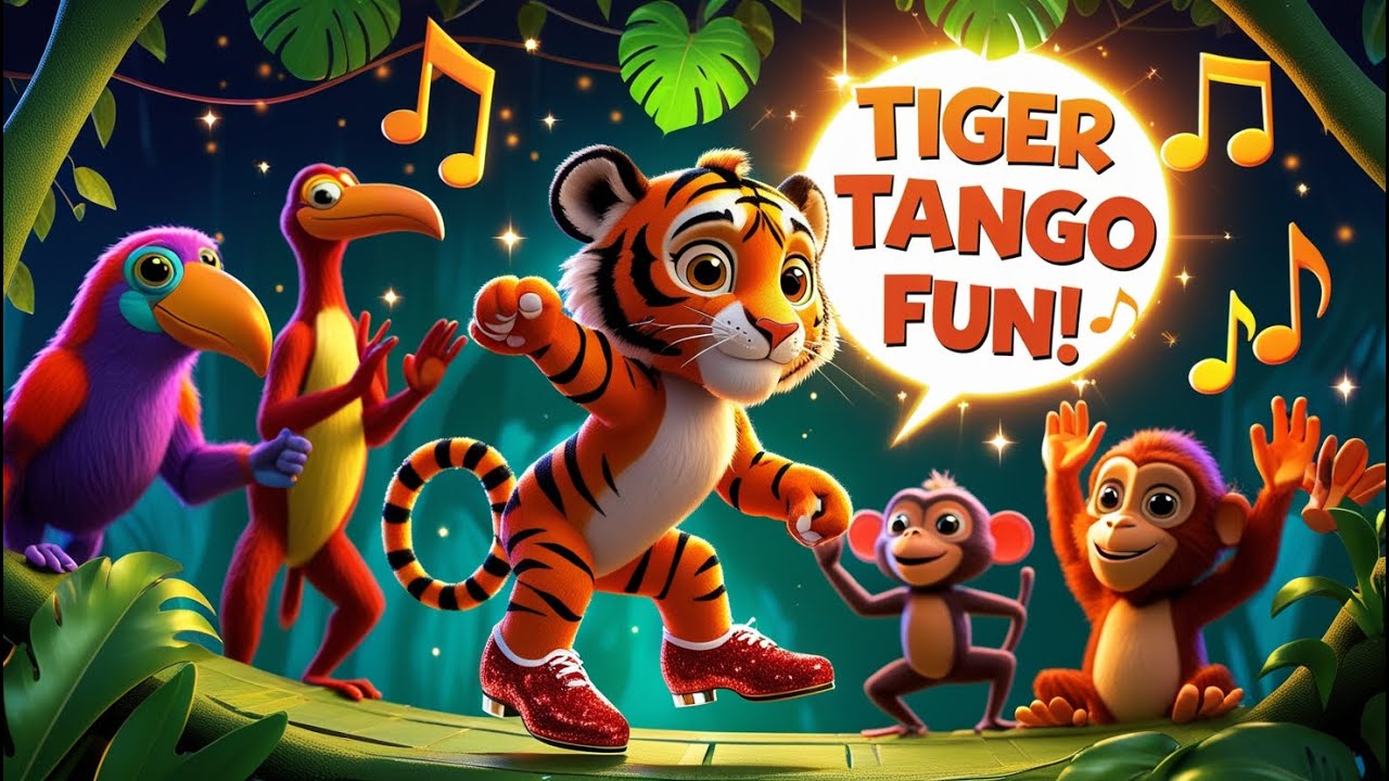 🎶 Tiger Tiptoe Tango | Fun Jungle Dance Rhyme for Kids! | Kids Animals ...