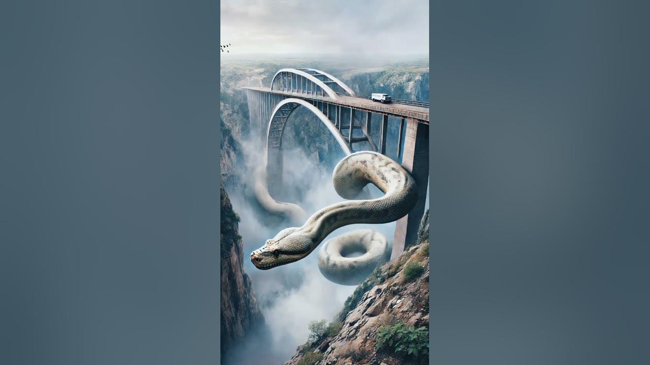 giant python climbs the bridge #snake #shorts #shortvideo #python # ...