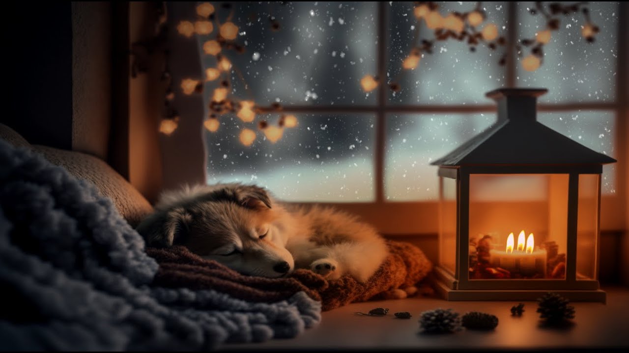 Puppy Sleeping Soundly Through a Blizzard - Cozy Winter Ambience - YouTube