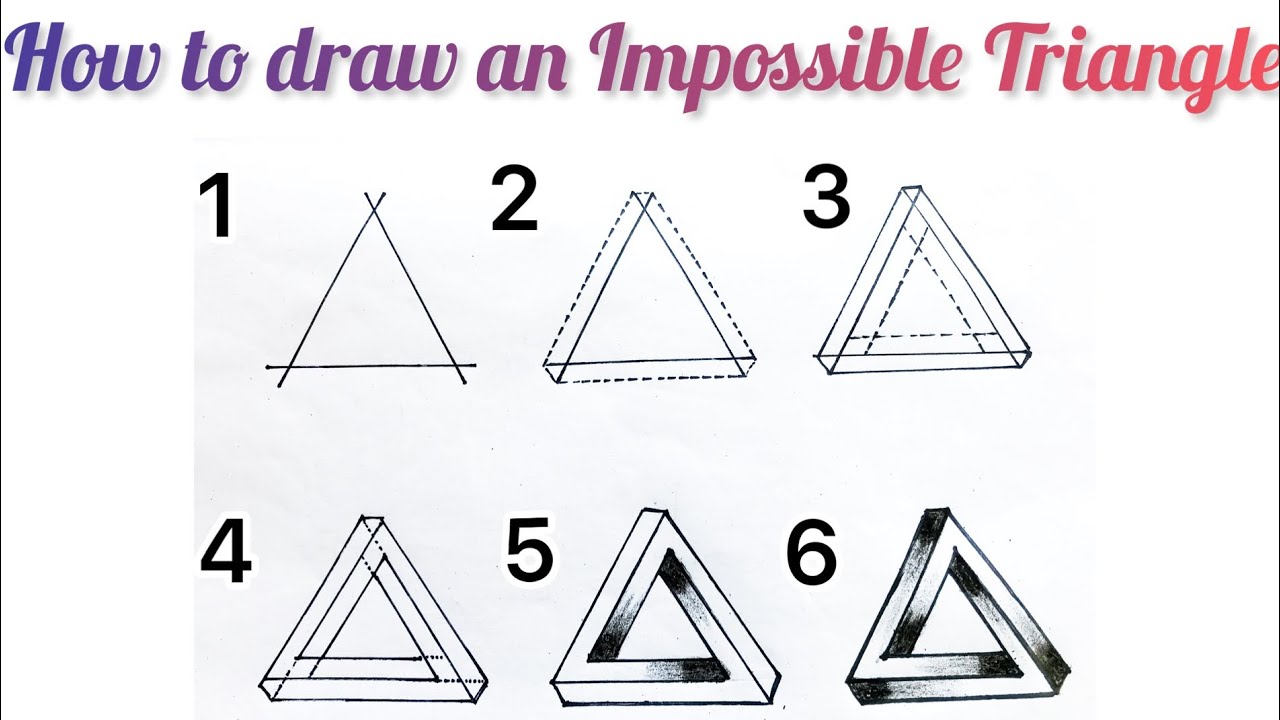 How to draw an Impossible triangle-Step by Step|3D drawing #trending ...