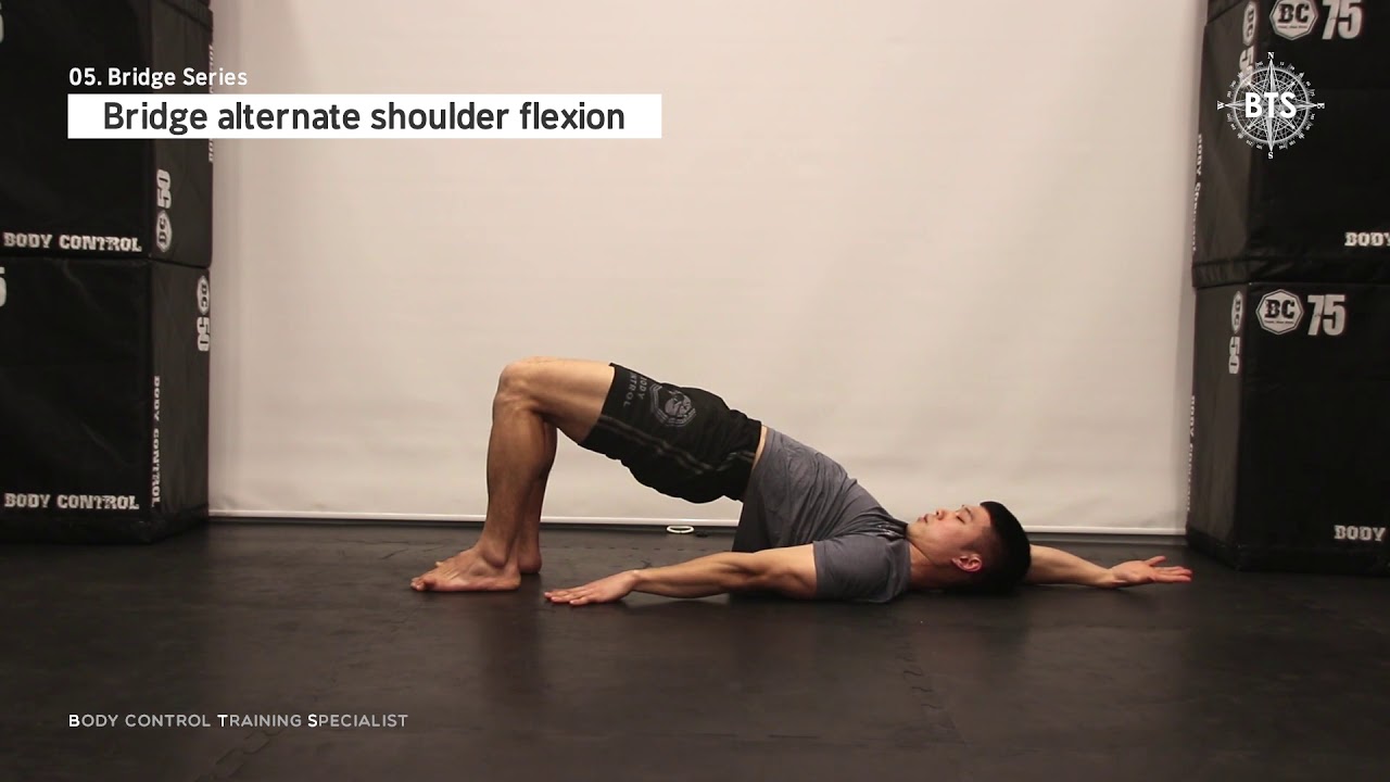 [bodyweight] 바디웨이트 Bridge alternate shoulder flexion - YouTube