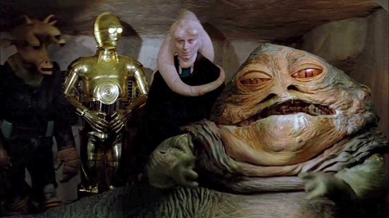 Jabba the Hutt show it his power to Princess Leia licking her - YouTube