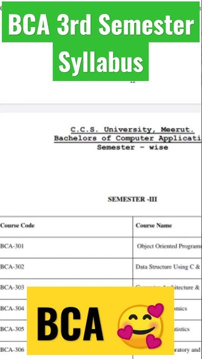 BCA 3Rd semester syllabus 2021 - YouTube