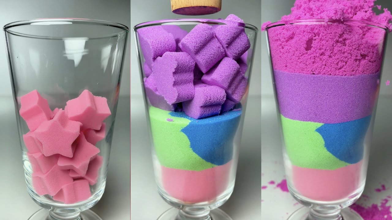 Very Satisfying and Relaxing Kinetic Sand, drop and squish - YouTube