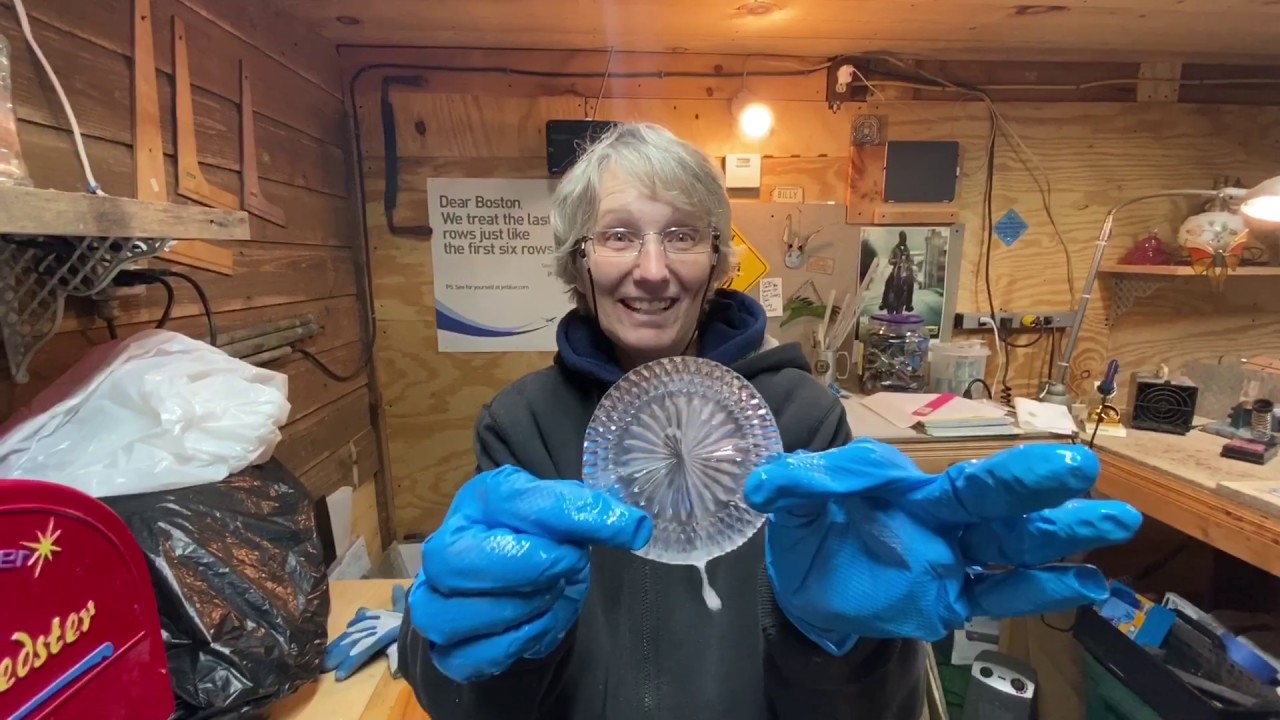 Mary cutting disc's out of ash trays with her band saw. - YouTube