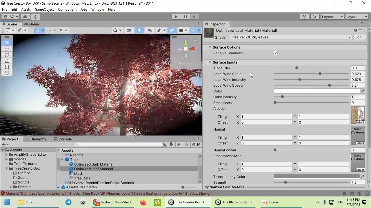 Unity Tree Creator URP Wind and Translucency Shaders - YouTube