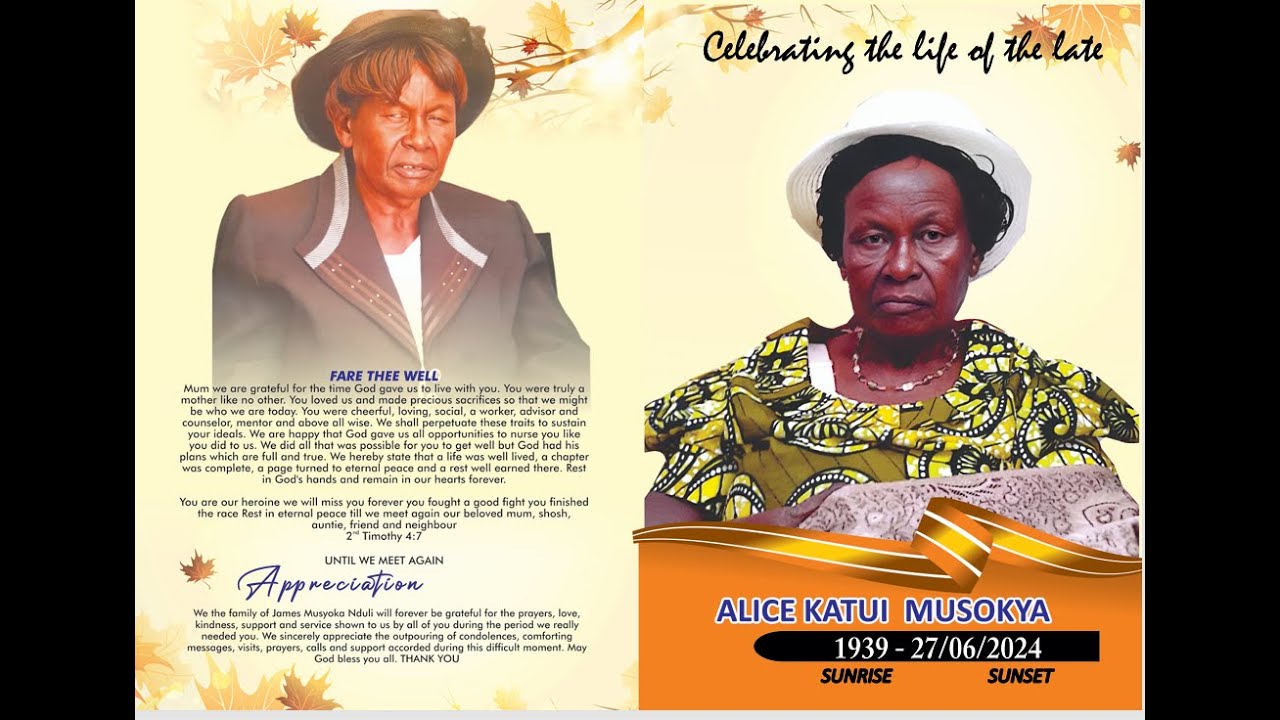 CELEBRATING THE LIFE OF THE LATE ALICE KATUI MUSYOKA {1939 - 30/06/2024 ...