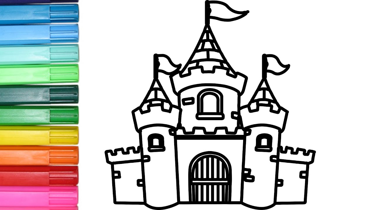 Easy How to Draw a Castle Tutorial and Castle Coloring - YouTube