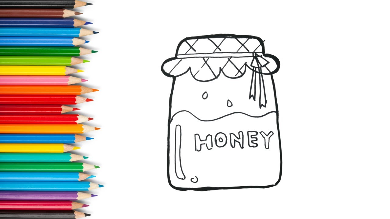 Learn how to draw HONEY | Easy Drawing HONEY JAR For Kids | Easy ...