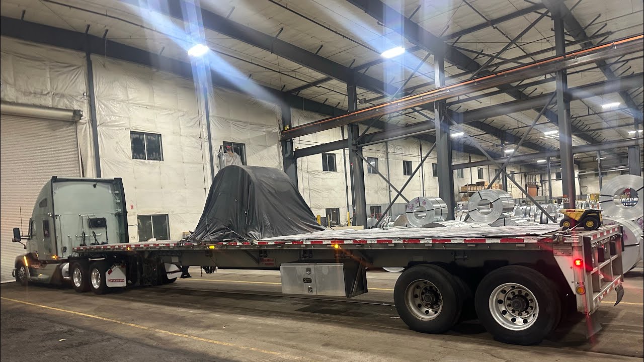 OTR Flatbed Trucking #282. Securing one giant coil at California steel ...