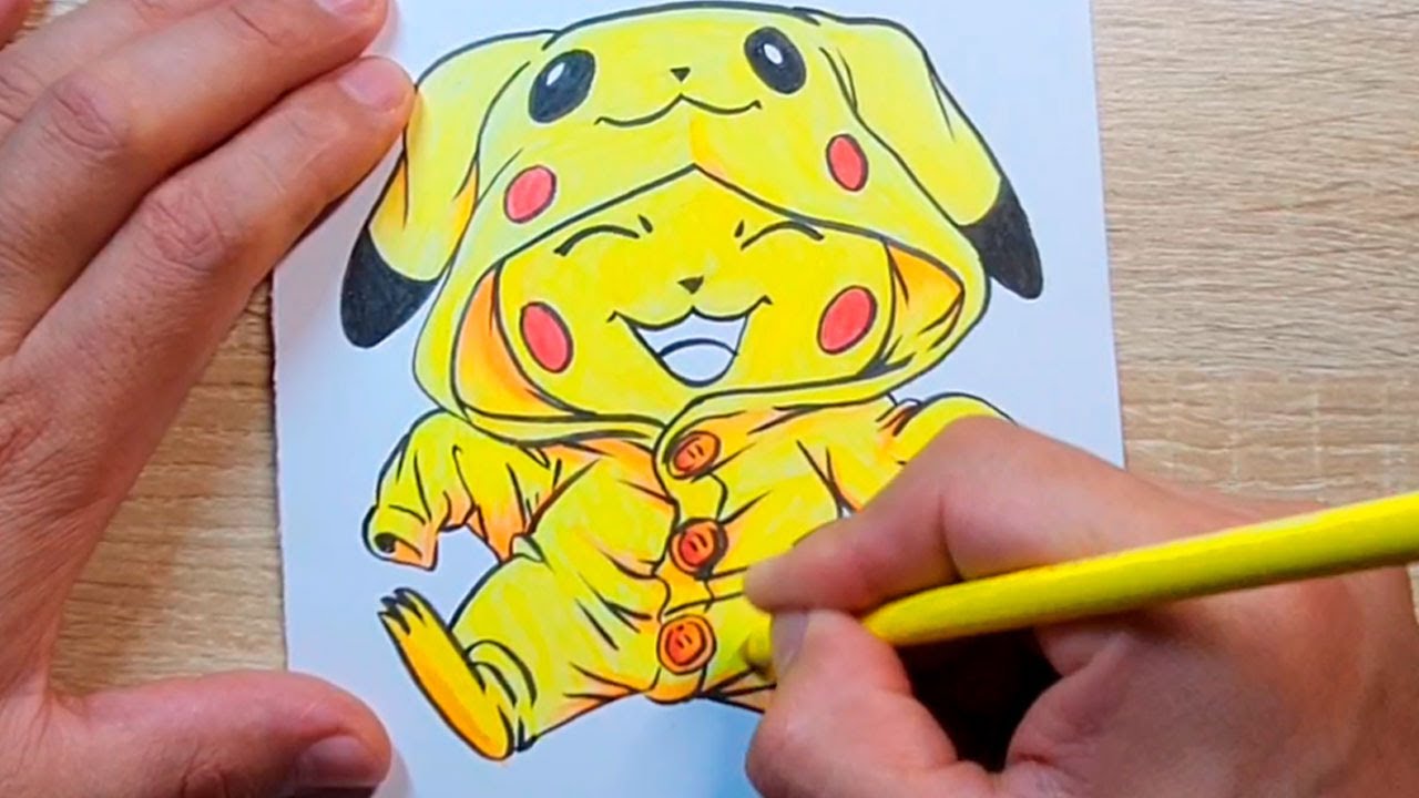 Cómo dibujar a Picachu con pijama de picachu - YouTube