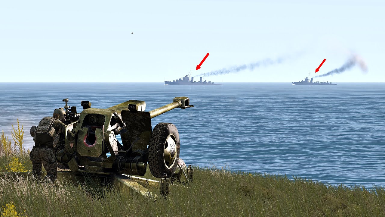 Russian Warship on artillery target - All the ships were destroyed ...