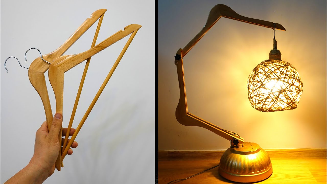 HOW TO MAKE A BEAUTIFUL LAMP FROM ORDINARY HANGERS? DIY PROJECT - YouTube