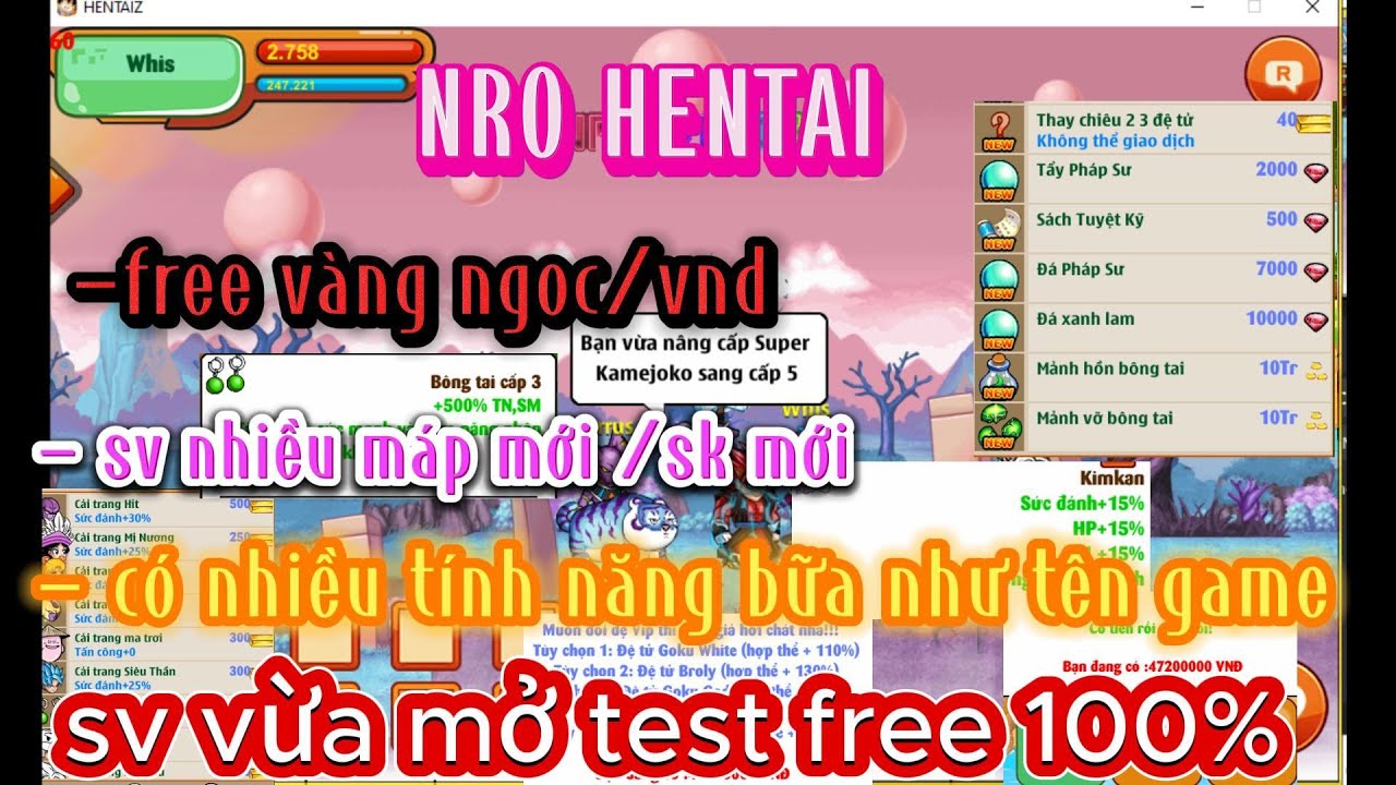 NRO LẬU MỚI / NRO free khủng/vnd/máp + sk mới cày đồ mới tính năng mới ...
