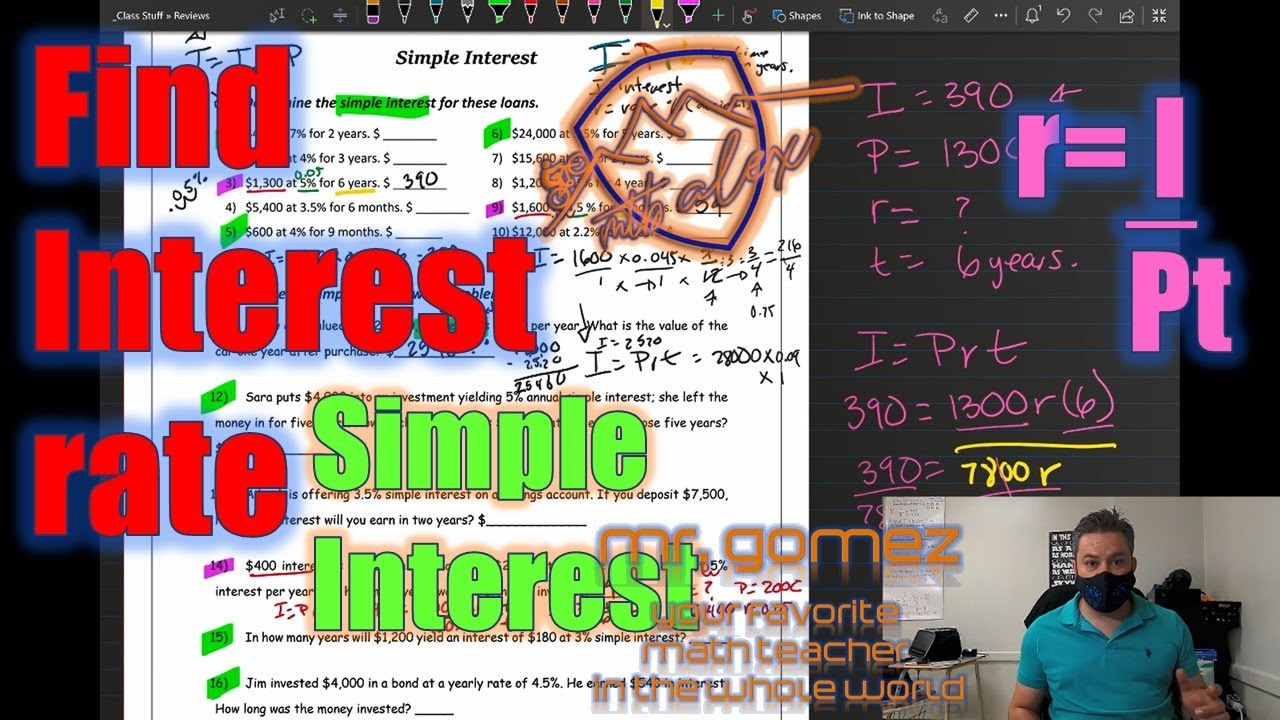 How to find the interest rate using the Simple Interest Formula // I ...