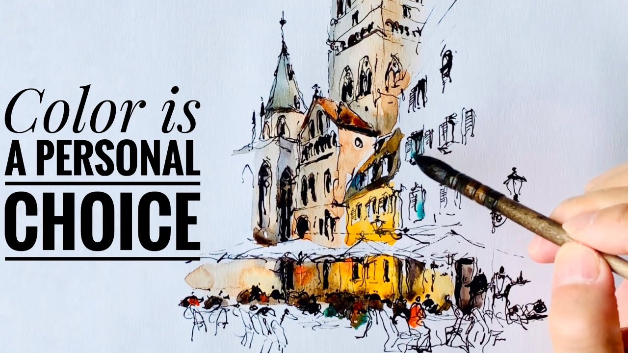 Color is a personal choice/Urban Sketching/Watercolor + Ink/Loose style ...