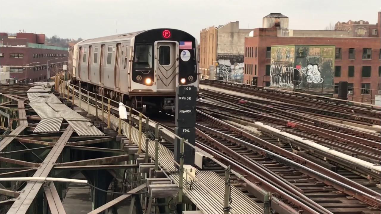 R160 F train approaching @ Ditmas avenue - YouTube