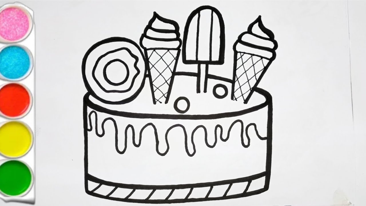 Icecream Cake Drawing for Kids and Toddlers | Coloring #drawing - YouTube