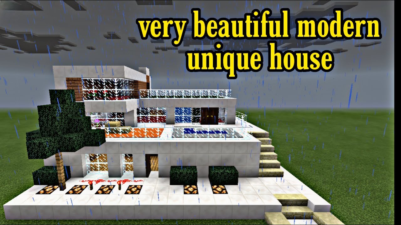 minecraft | beautiful, simple house, terrace with a beautiful view ...
