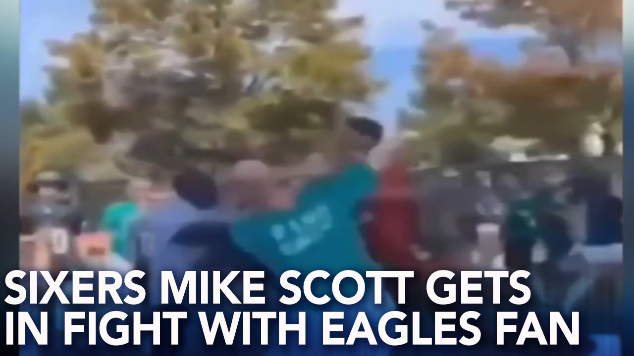 Sixers forward Mike Scott gets in fight with Eagles fans - YouTube