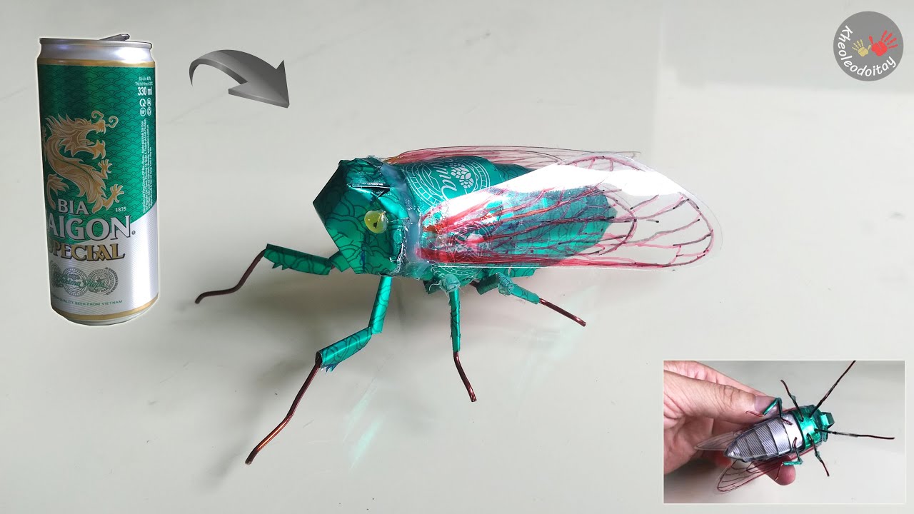 How to make an Amazing Cicada recycling beer Can | Kheoleodoitay - YouTube