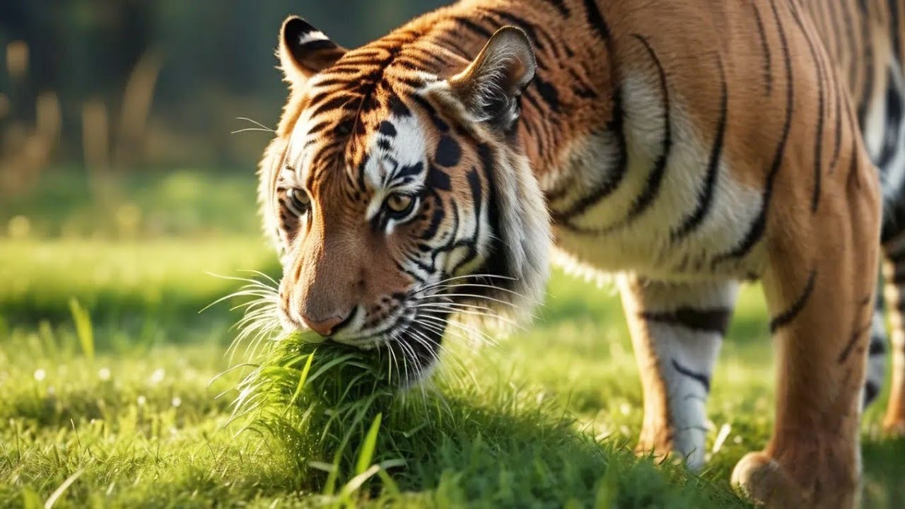 Tiger Eating Grass - YouTube