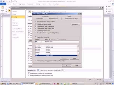 Office 2010 Class #07: Spell Check, Custom Dictionary -- Auto Correct ...