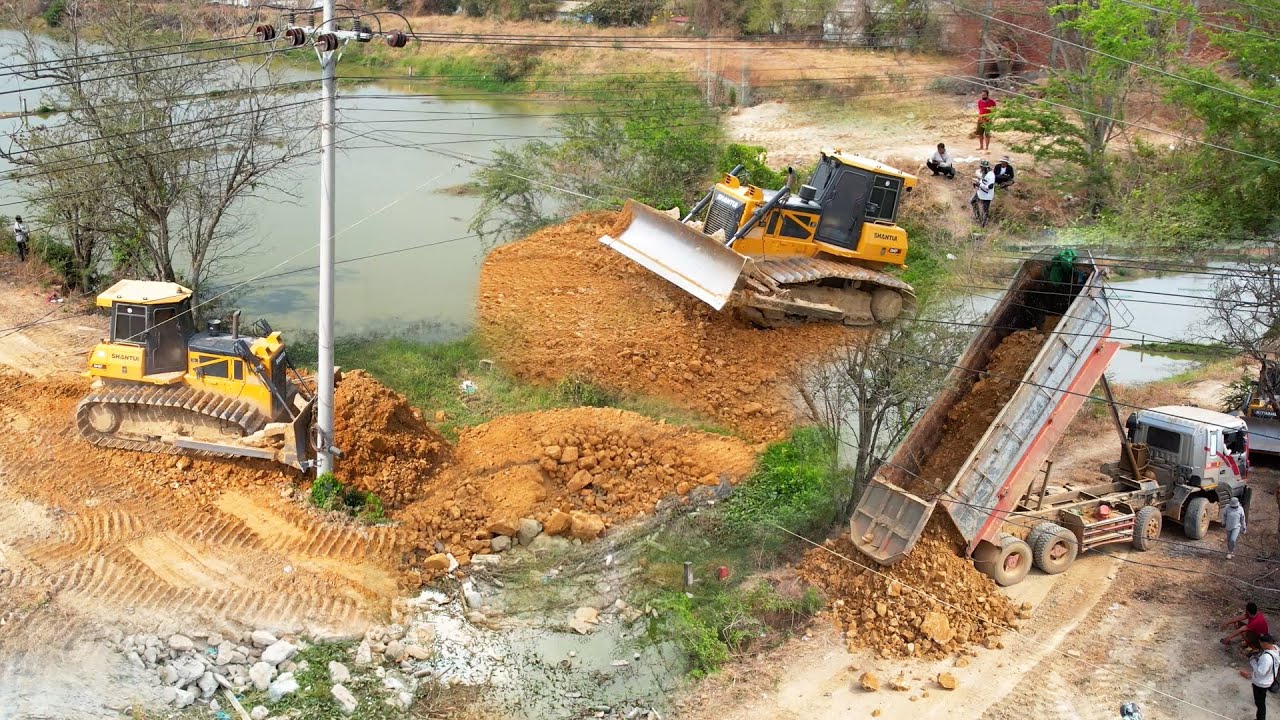 New Project just started 3%, Wonderful Action Dozers Pushing Stone ...