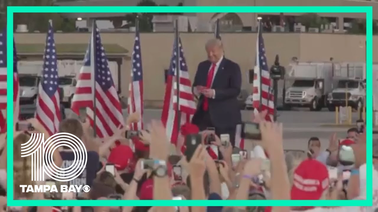 President Trump throws masks into crowd at Florida campaign rally - YouTube