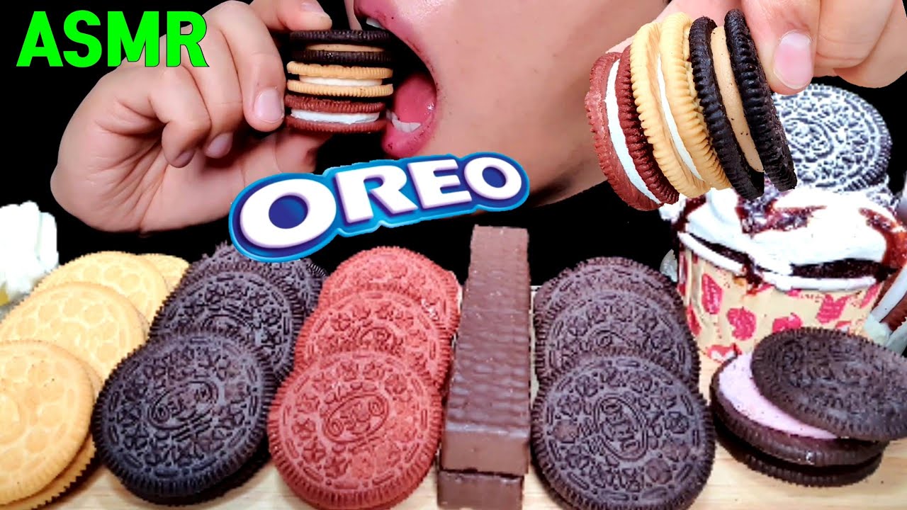 ASMR OREO FEAST CHOCOLATE COOKIE 오레오 초콜릿 샌드쿠키 먹방 EATING SOUNDS NO ...