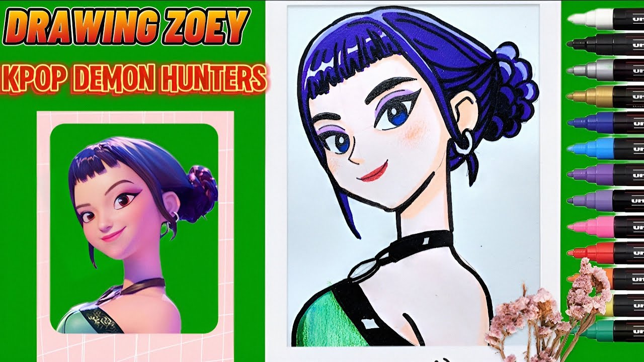 🎊💝 How to draw Zoey from KPOP - DEMON HUNTERS. - YouTube