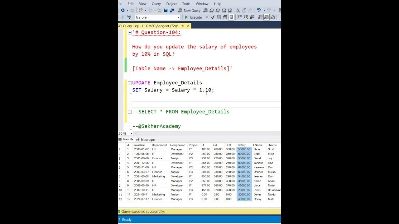 SQL Interview Question 104 || #sql #mysql #sqlqueries #interview #shorts #reels #best ...