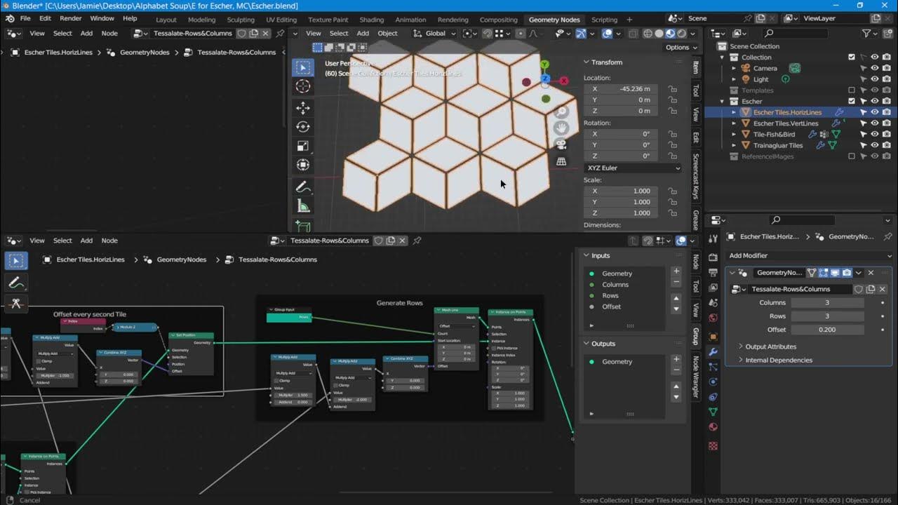 Escher Inspired Tiles (Blender) - YouTube