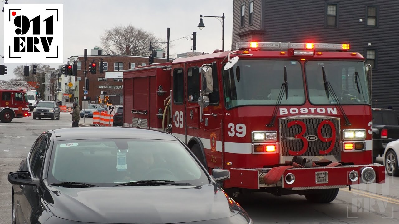Boston Fire Trucks Responding | Engine 39 and Ladder 18 - YouTube