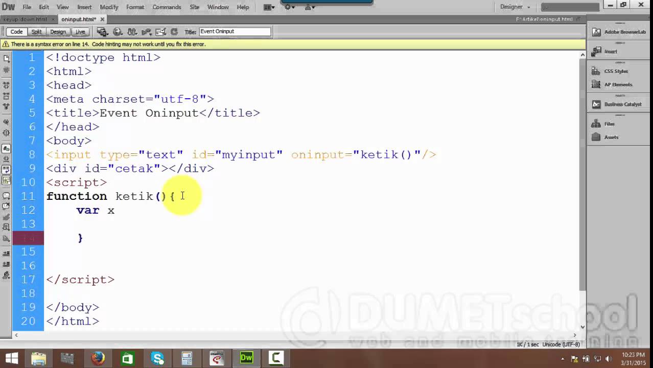 Mengenal Event Oninput Javascript Youtube