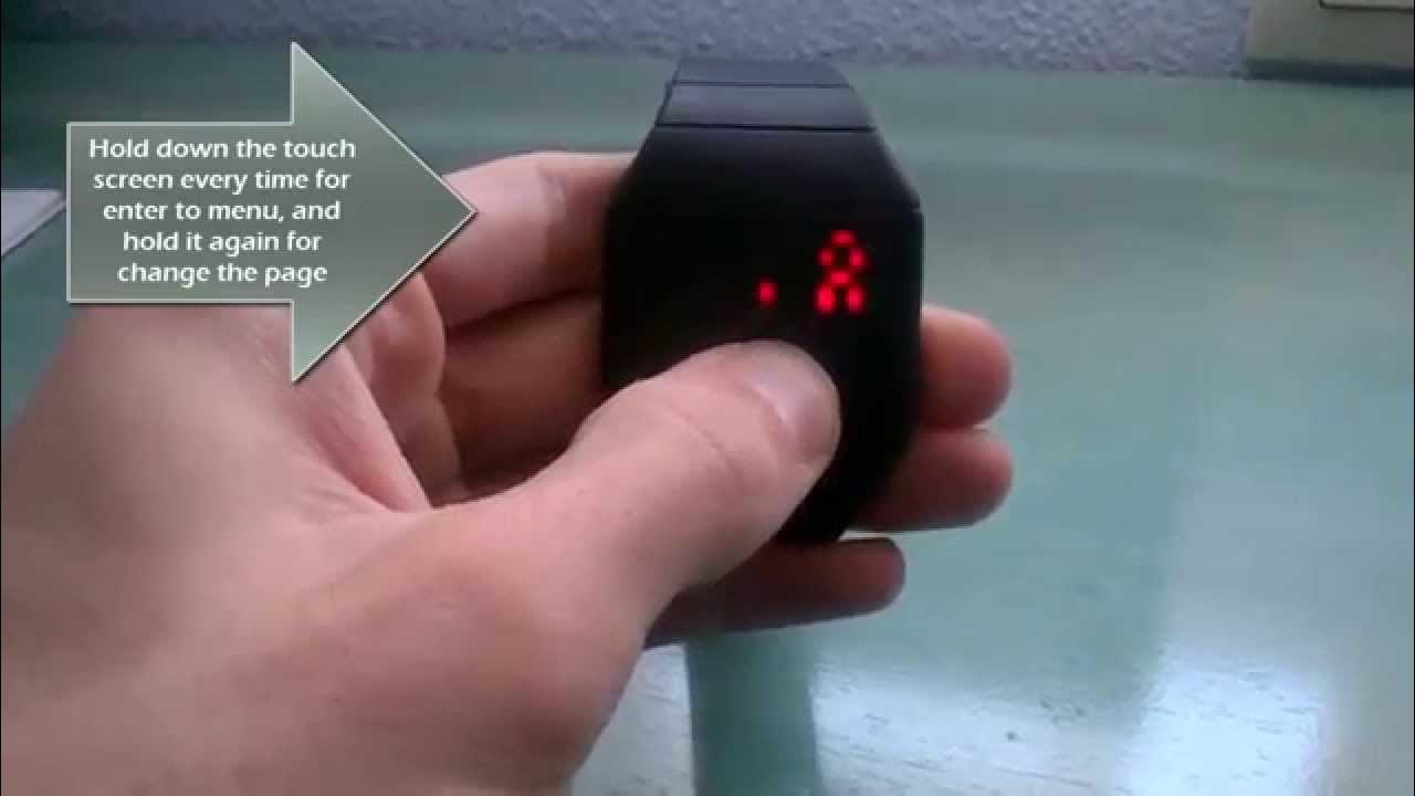 How to set the time in a touch screen led watch - YouTube