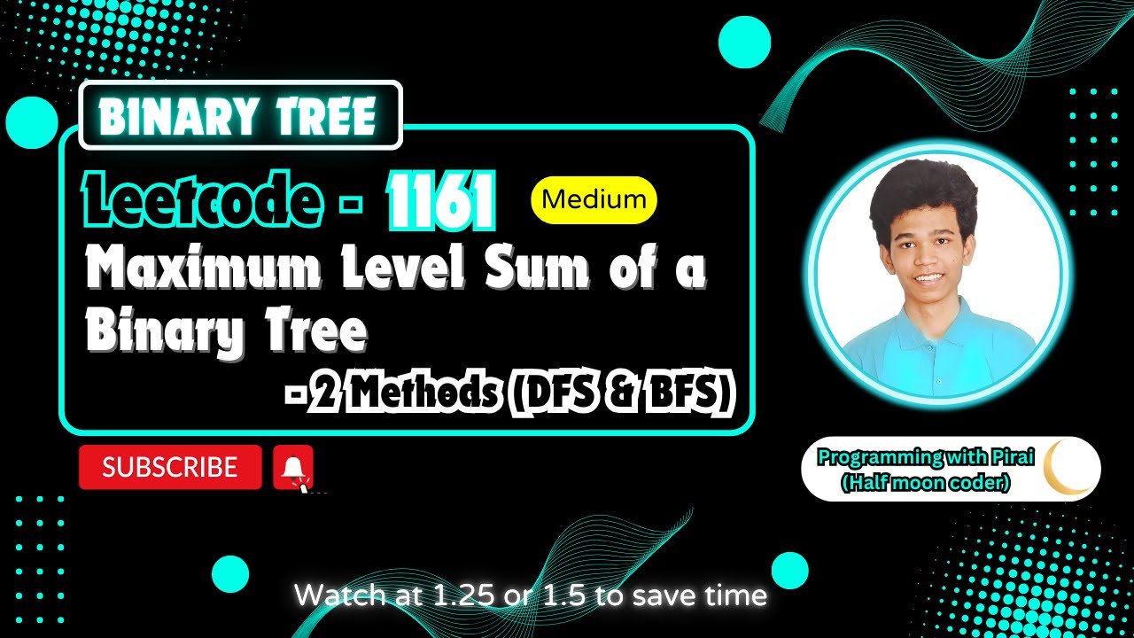 Maximum Level Sum Of A Binary Tree Leetcode 1161 Approach Code 6158