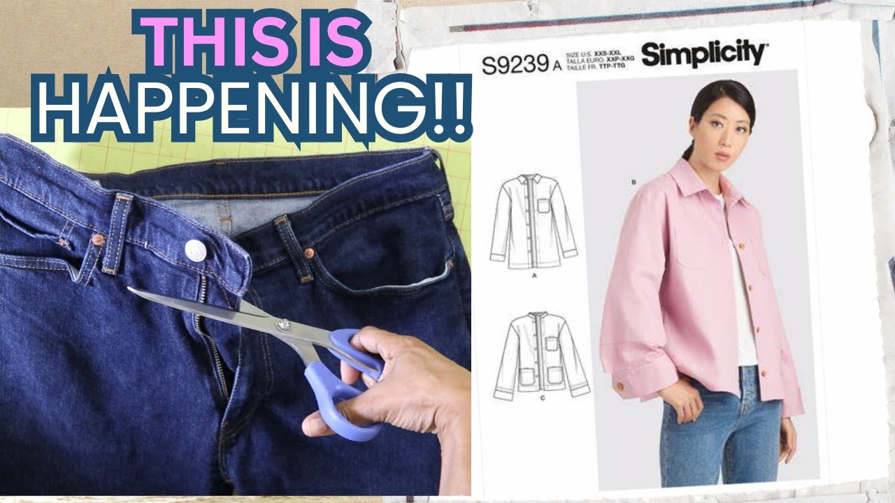Ran out of fabric! Old jeans to NEW jacket!!! Simplicity 9239 - YouTube