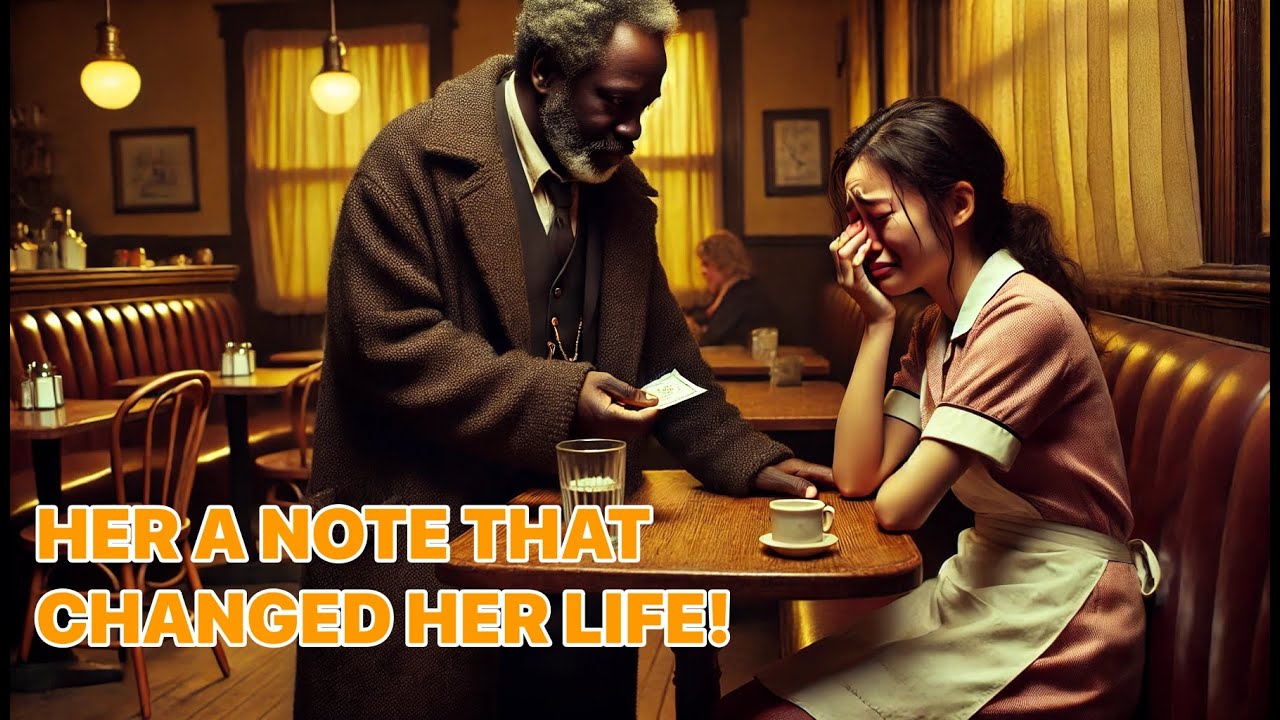 The black man saw the waitress crying at the diner and left her a note ...