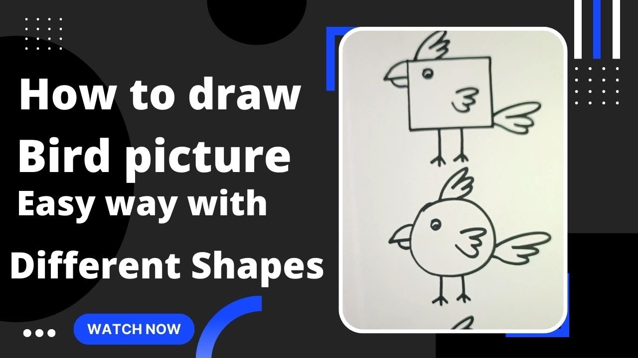 How to draw a bird picture with different shapes by Moshiur Drawing ...