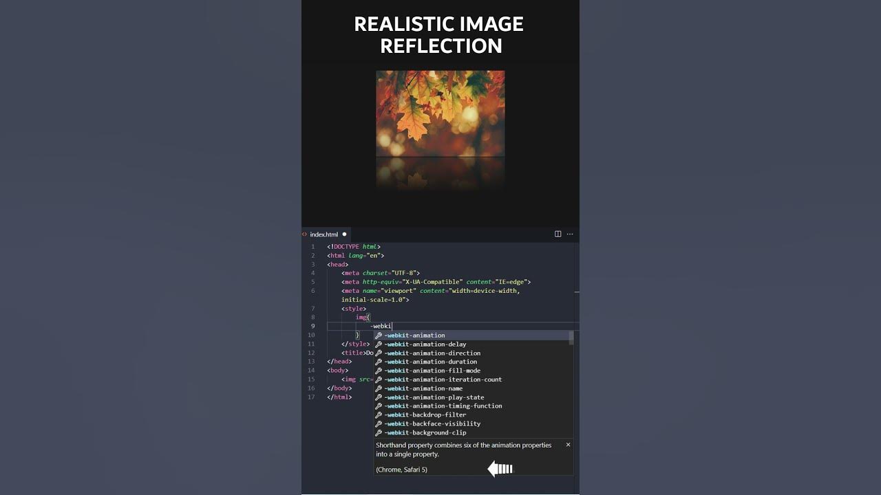 Image Reflection Html Css Shorts Youtube
