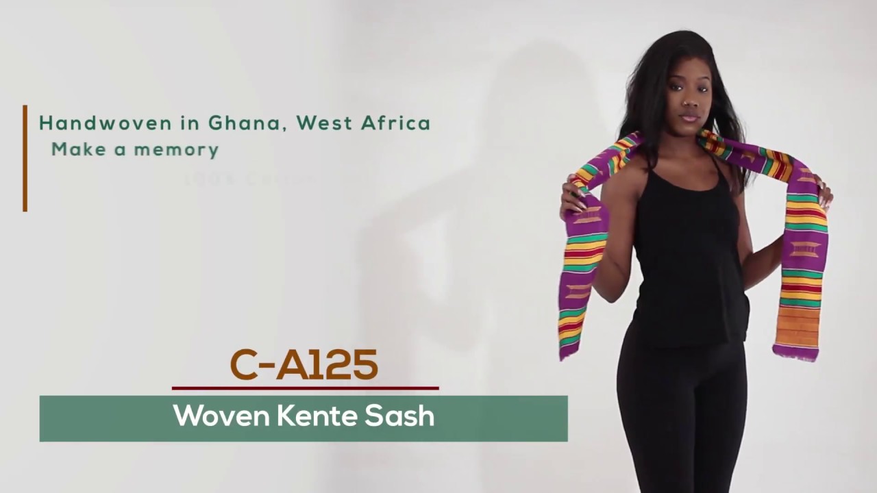 Kente sash scarf hand woven in Ghana - YouTube