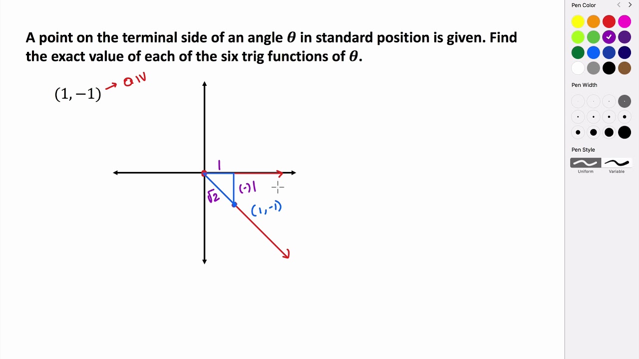 Using Right Triangles in the Coordinate Plane to Find Trig Ratios ...
