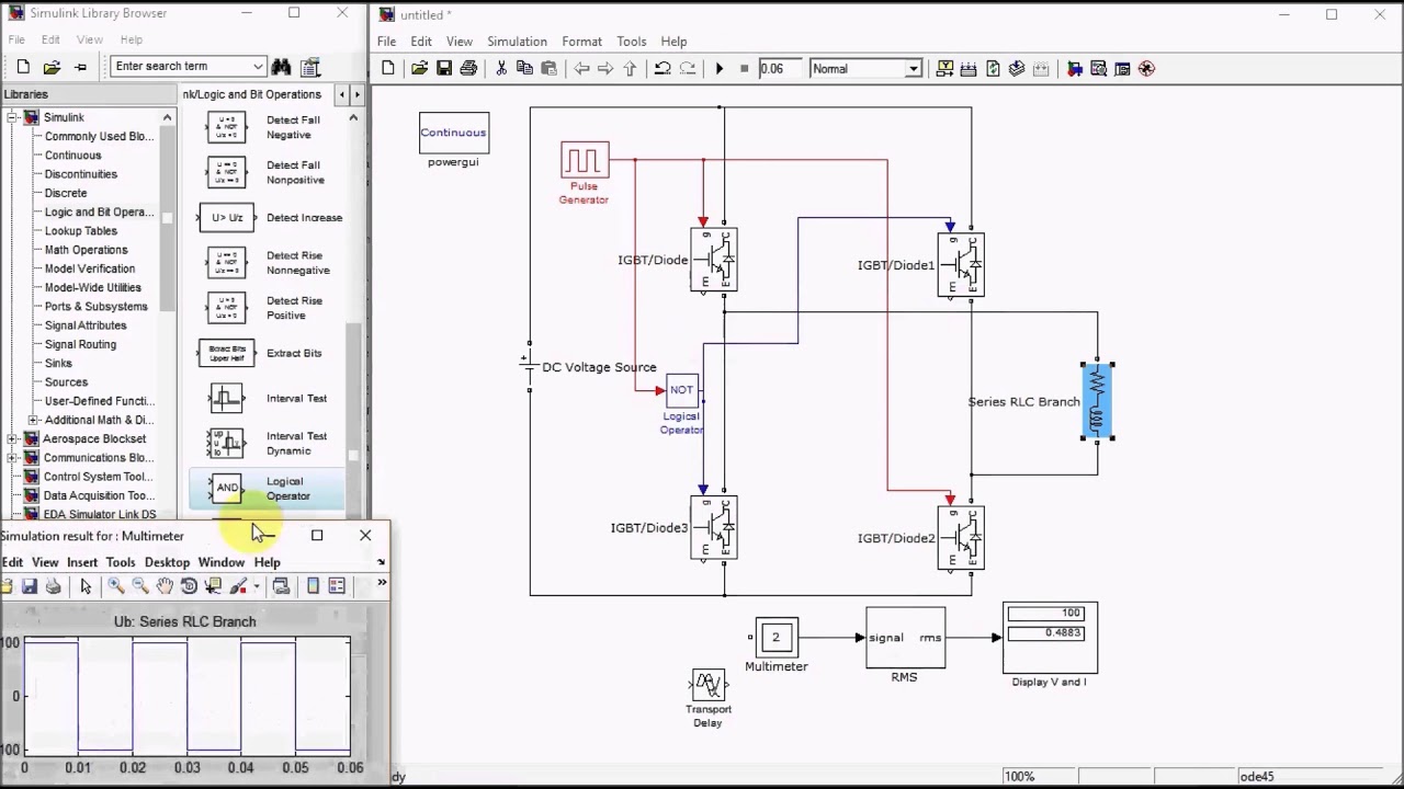 On°1: Onduleur monophasé par MATLAB (commande pleine onde et décalée ...