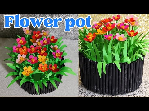 how to make easy and beautiful flower pot|how to make a 3d flower pot🪴 ...