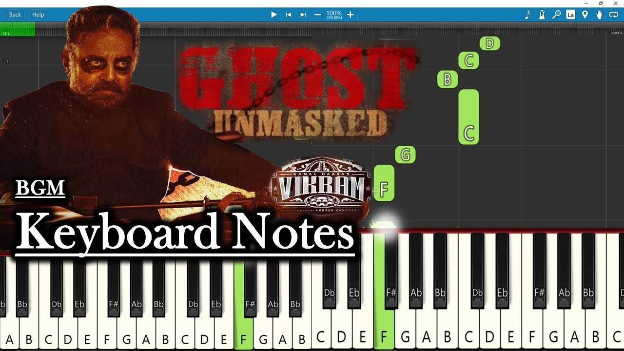 Ghost Unmasked BGM Keyboard Notes | Interval BGM | Anirudh | Kamal ...