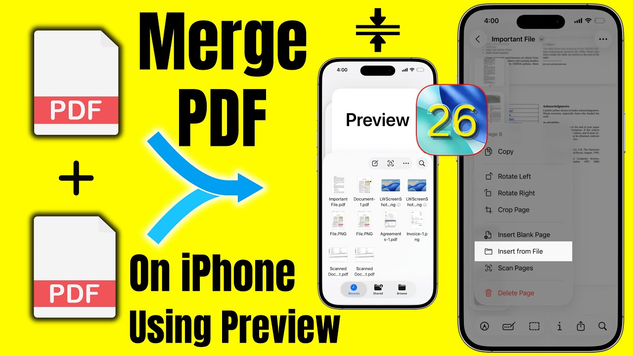 iOS 26: How to Merge PDFs on iPhone Using Preview App | Combine Multiple PDFs Into One iPhone 17 ...