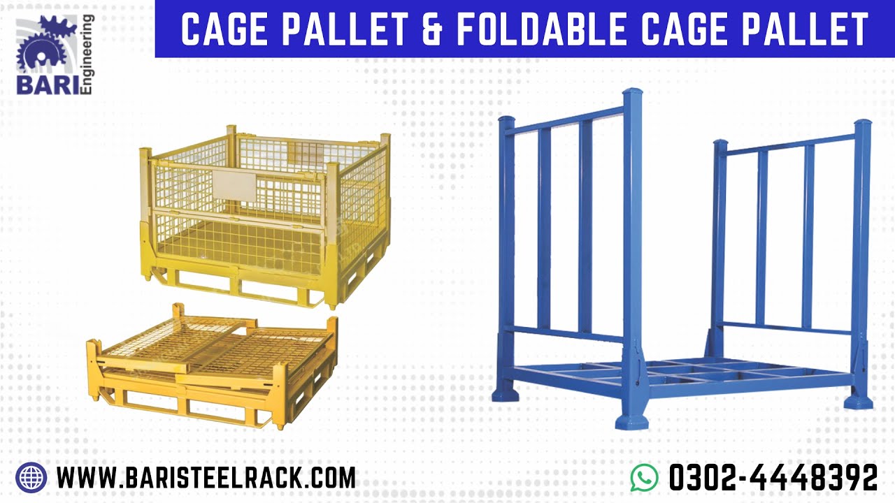 Steel Cage Pallet | Foldable Cage Pallet - YouTube