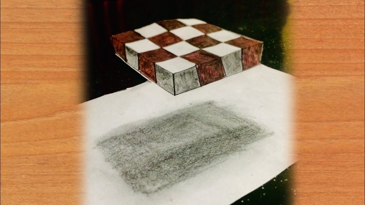 3d Trick Art On Paper Floating Chess Youtube