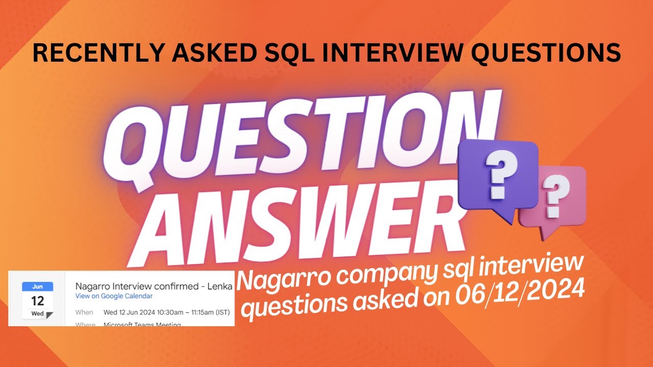 Nagarro Company Sql Interview Questions Asked On 06 12 2024 Youtube